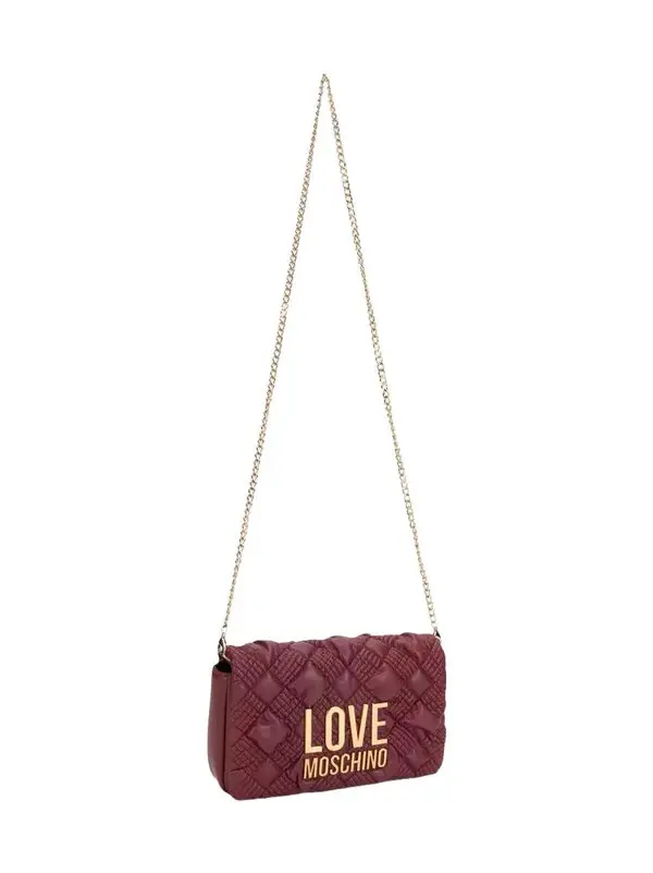 Moschino Quilted Logo-plaque Shoulder Bag - Red