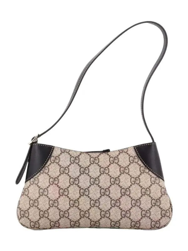 Gucci Emblem Gg Coated Canvas With Leather Mini Shoulder Bag - Black
