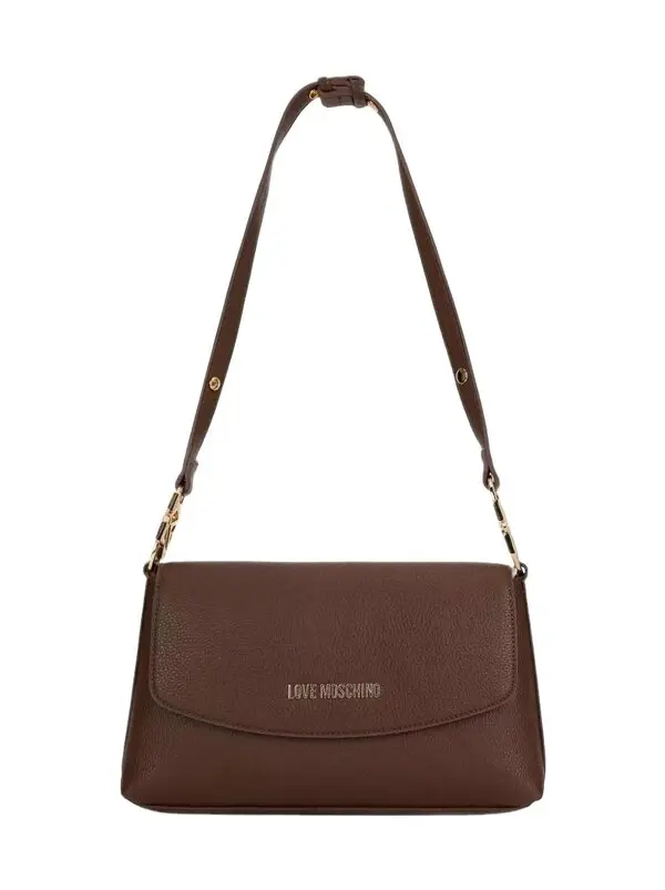 Moschino Logo-plaque Pebbled Shoulder Bag - Brown