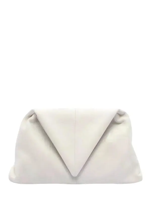Bottega Veneta 2012-2026 Lambskin Trine Fold Over Clutch Bag - White
