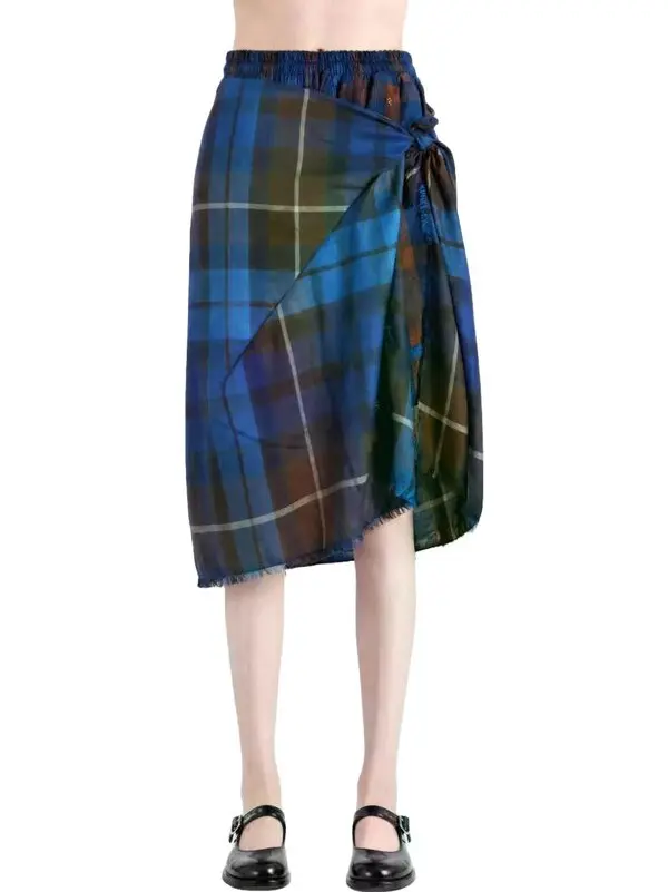 VIVIENNE WESTWOOD Chippendale Tartan-print Draped Skirt - Blue