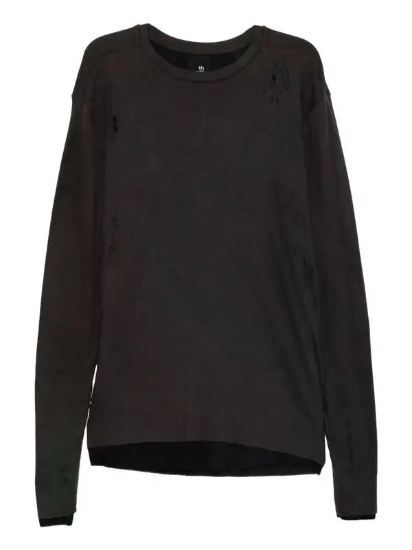 THOM KROM Distressed Layer T-shirt - Brown