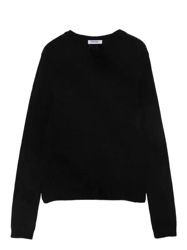 BASE Ribbed-knit Crew-neck Sweater - Black