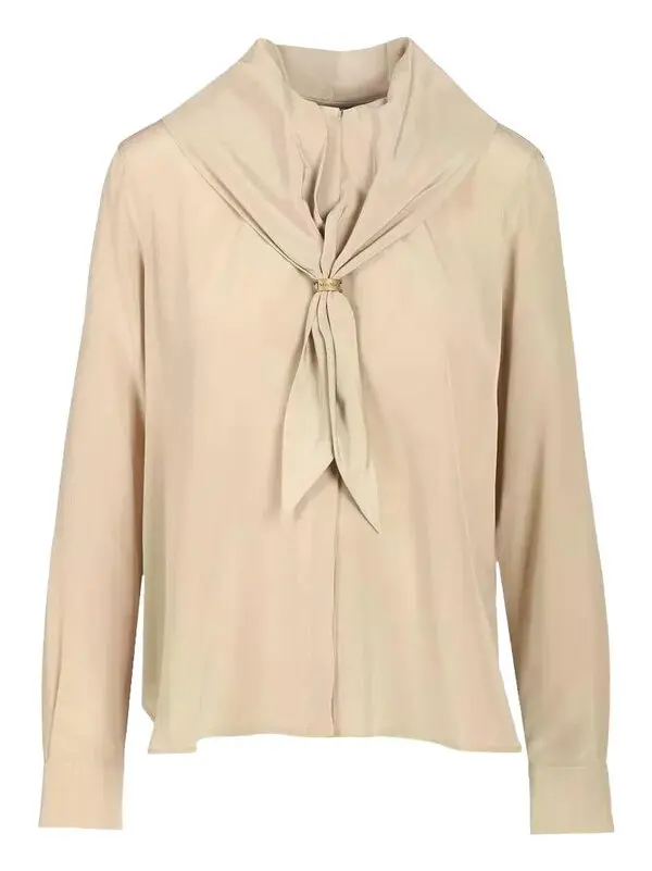 Max Mara Foulard-detail Silk Shirt - Neutrals
