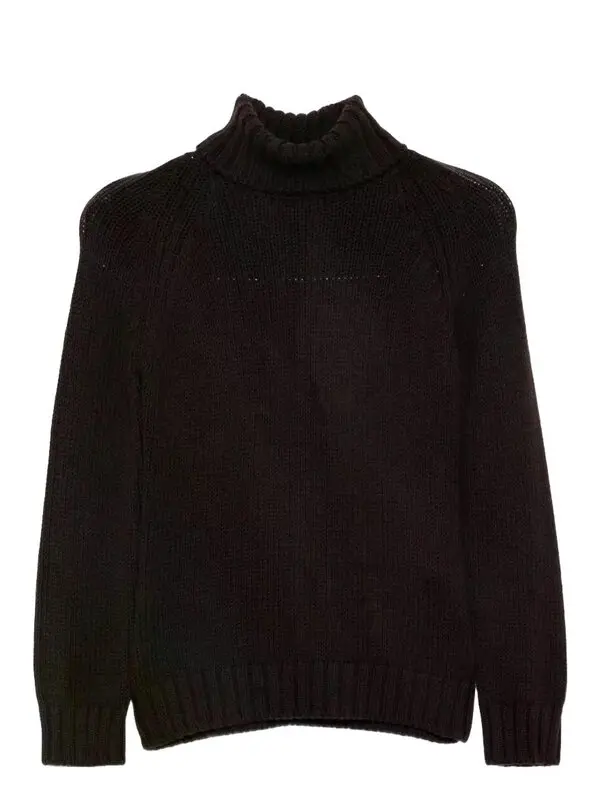 BASE Ribbed-knit Roll-neck Sweater - Brown