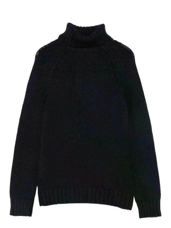 BASE Ribbed-knit Roll-neck Sweater - Blue