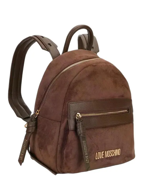 Moschino Logo-plaque Zip-pocket Backpack - Brown