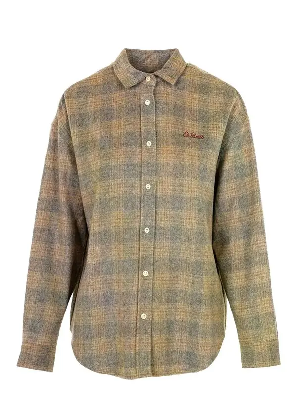 MC2 SAINT BARTH Snoopy-print Checked Shirt - Neutrals