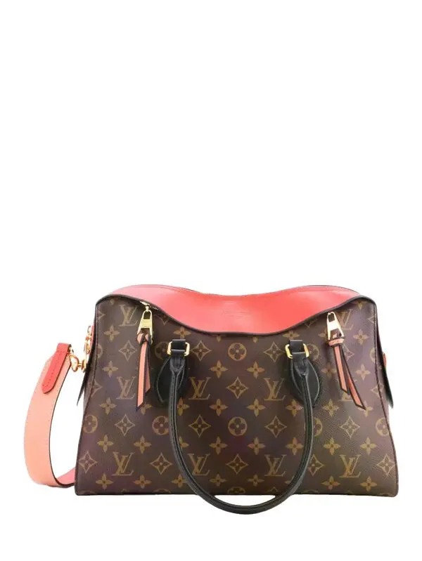 LOUIS VUITTON Tuileries Handbag Monogram Canvas With Leather Satchel - Black