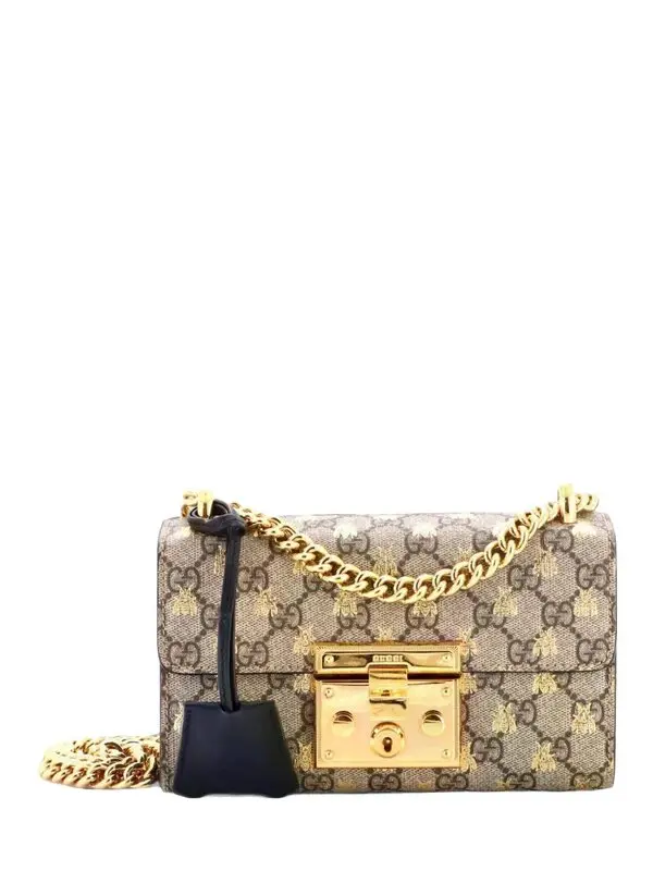 Gucci Padlock Printed Gg Coated Canvas Small Shoulder Bag - Brown