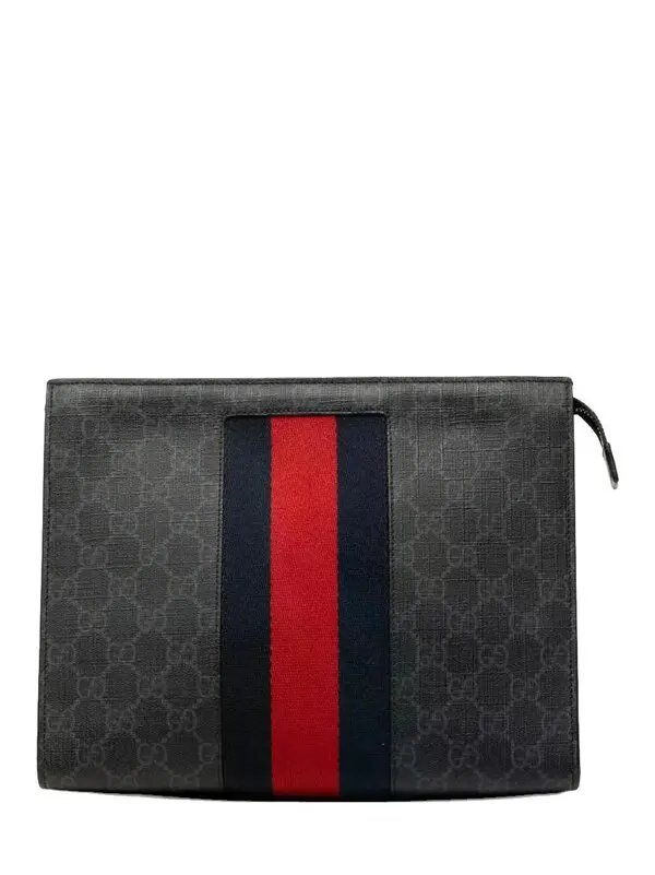 Gucci 2000-2015 Gg Supreme Web Clutch Bag - Black