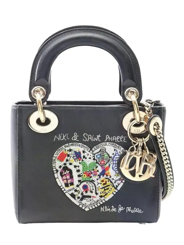 Dior 2000-2026 Niki De Saint Phalle Mini Calfskin Heart Lady Satchel - Black