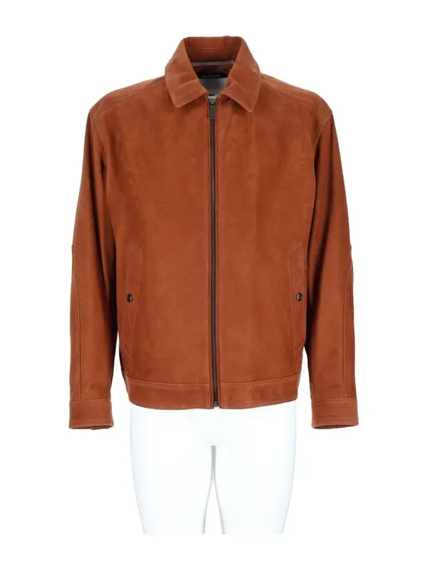BOSS Giacca Minton In Pelle - Brown