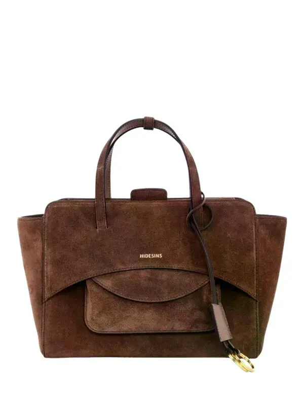 HIDESINS Medium Flap Suede Tote Bag - Brown