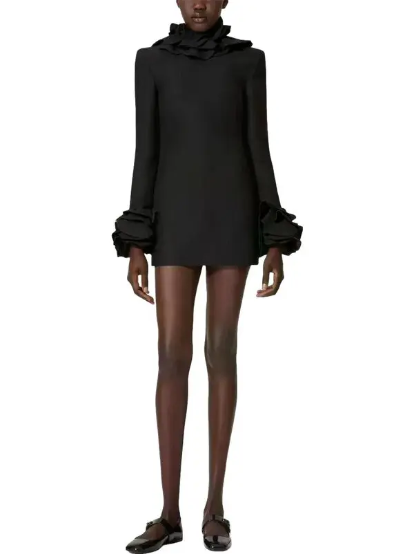 Valentino Garavani Ruffled Long-sleeve Mini Dress - Black