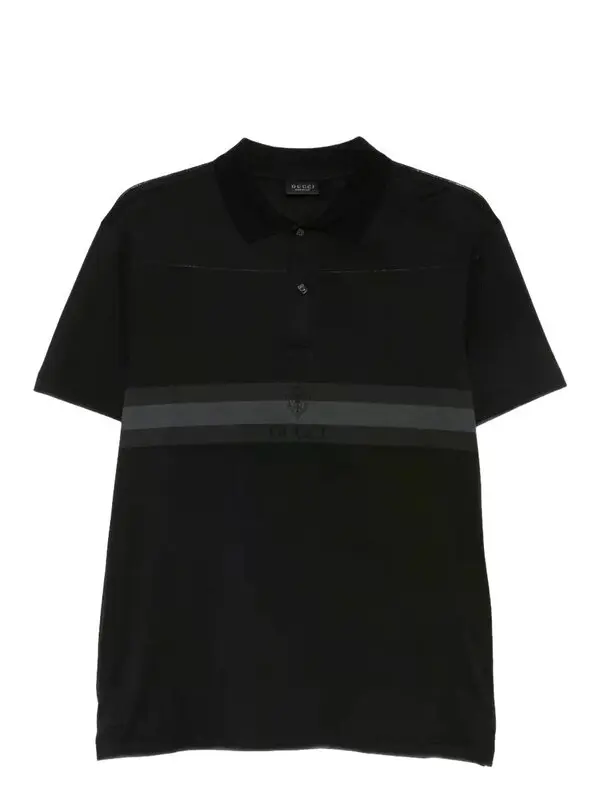 Gucci Logo-print Striped Polo Shirt - Black