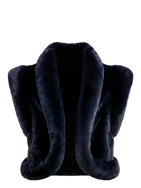 GEMY MAALOUF Faux-fur Shawl-collar Top - Blue