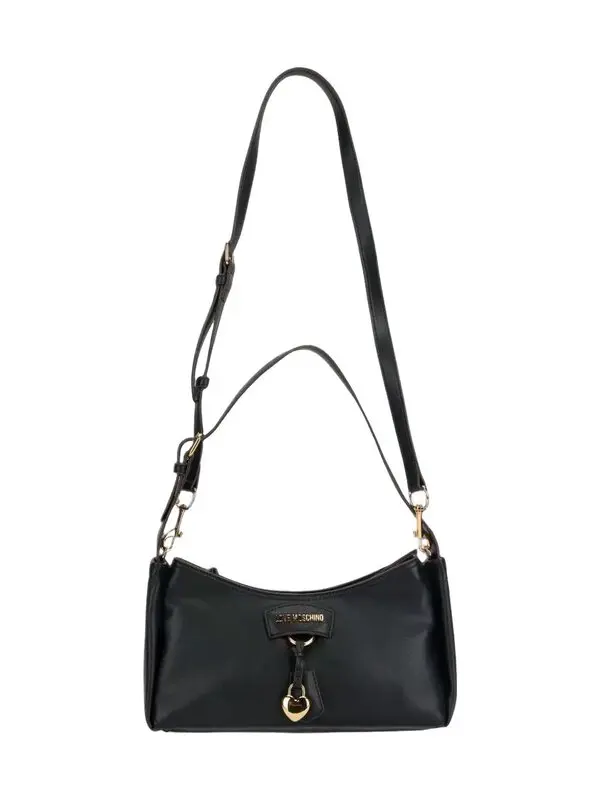 Moschino Heart-motif Logo-plaque Shoulder Bag - Black