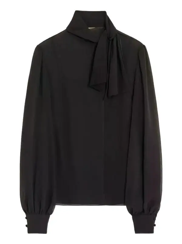 Valentino Garavani Light Georgette Top With Scarf - Black