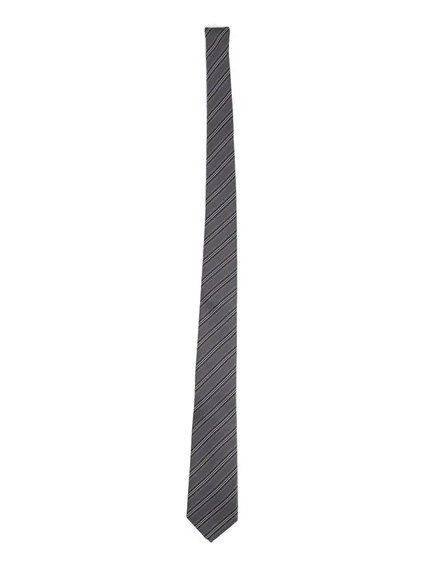 Saint Laurent Cravatta A Righe In Jacquard Di Seta - Multicolor
