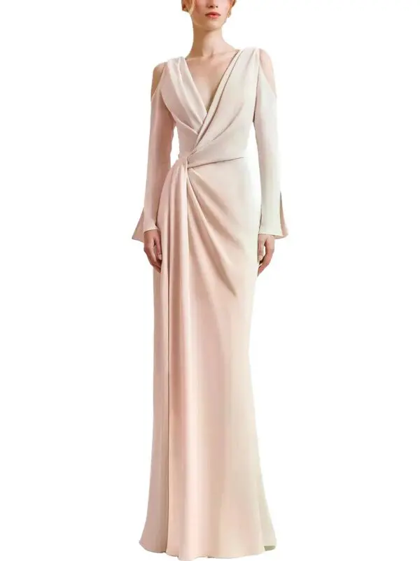 GEMY MAALOUF Cold-shoulder Draped Gown - Neutrals