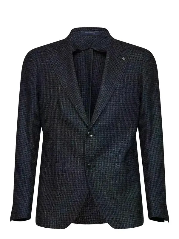 Tagliatore Houndstooth Single-breasted Jacket - Blue