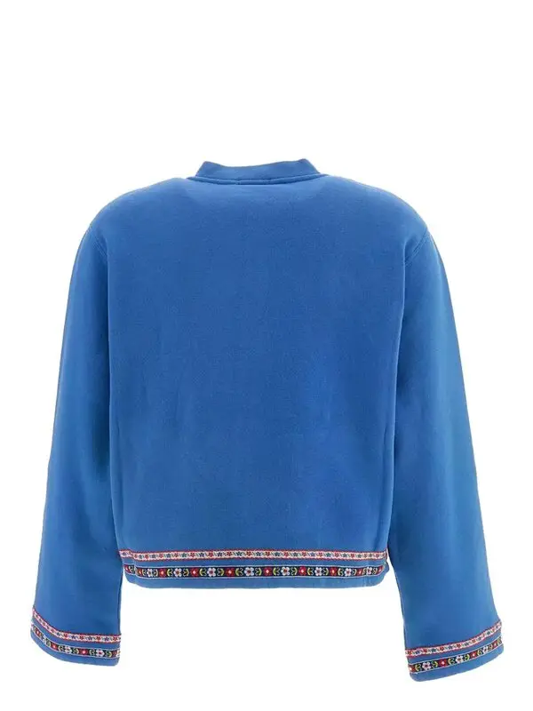 BODE Ribbon Embroidered Button-front Cardigan - Blue