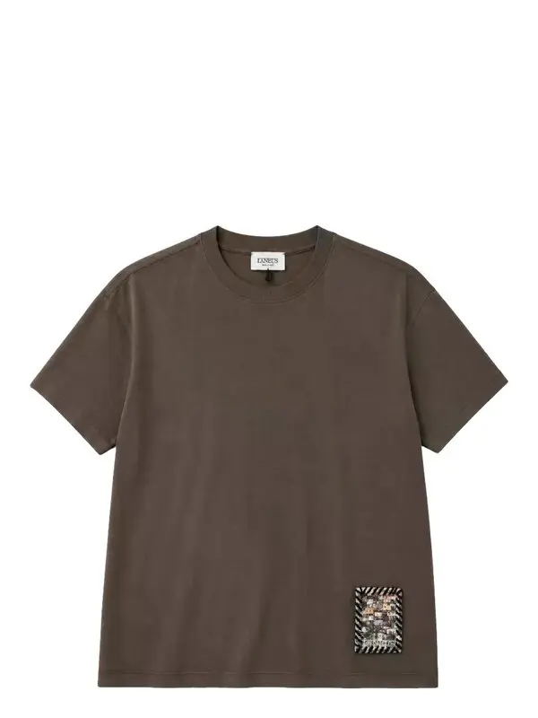 LANEUS Patch-detail T-shirt - Brown