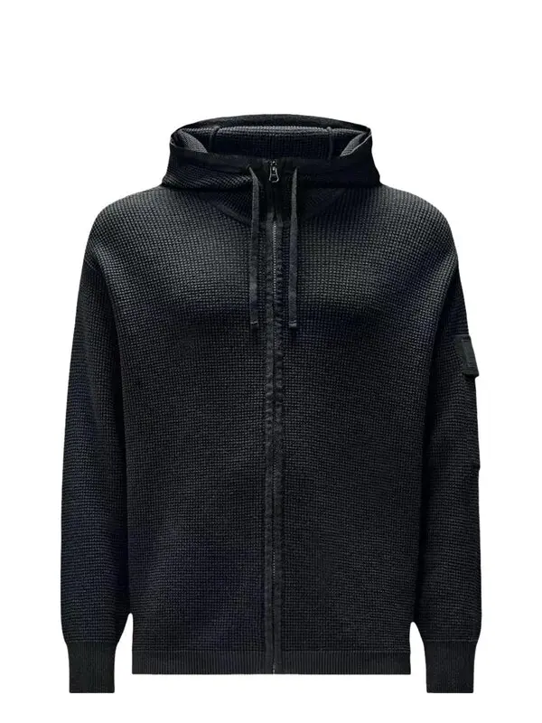 C.P. COMPANY Waffle-knit Zip-up Hoodie - Black
