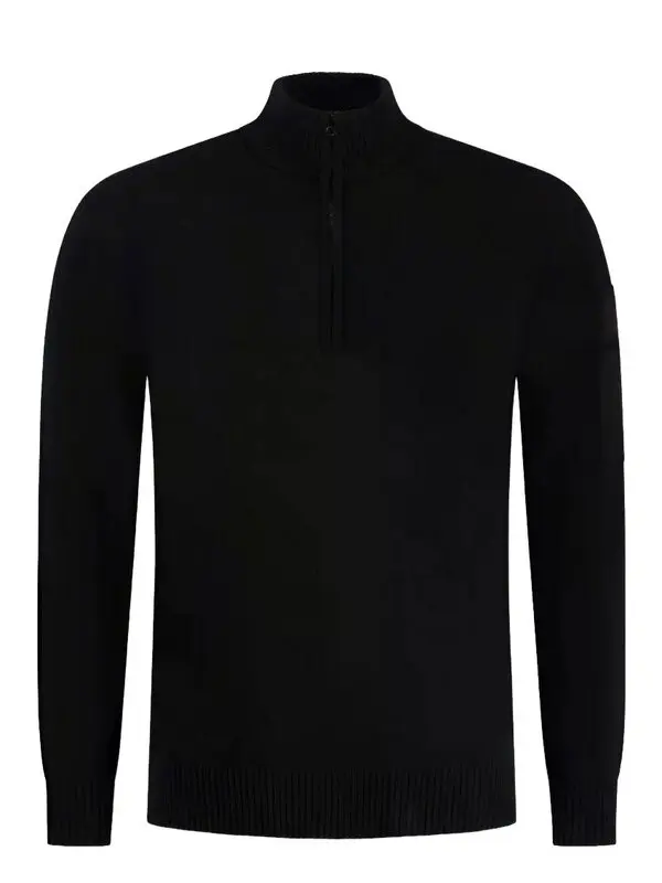 C.P. COMPANY Logo-patch Quarter-zip Sweater - Black
