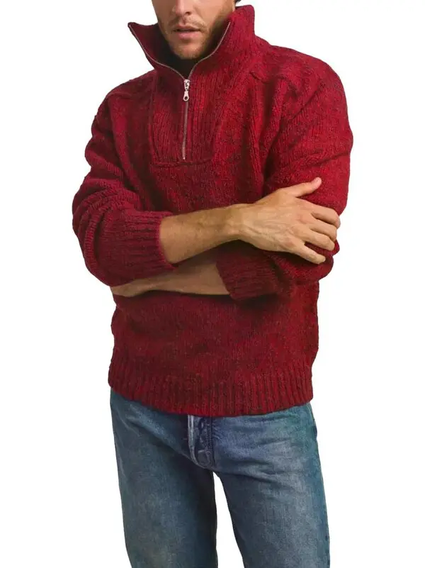 CESAR CASIER Alaska Quarter-zip Sweater - Red