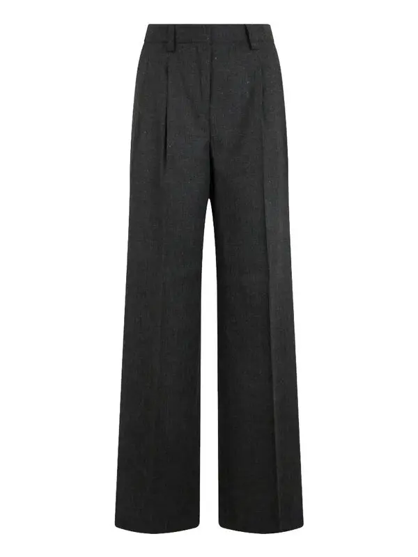 SLOWEAR Pleated Wide-leg Trousers - Grey