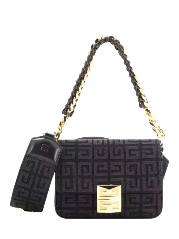 Givenchy 4g Woven Chain Top Handle Bag 4g Canvas Small Shoulder Bag - Black