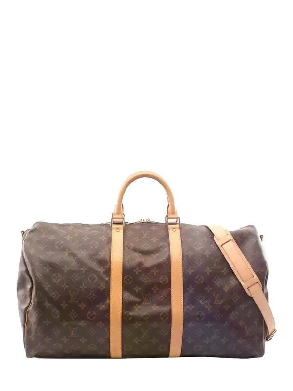 LOUIS VUITTON 1999 Monogram Keepall Bandouliere 55 Travel Bag - Brown