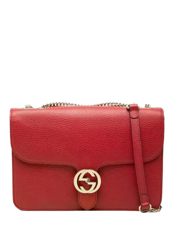 Gucci 2016-2026 Medium Dollar Calfskin Interlocking G Crossbody Bag - Red