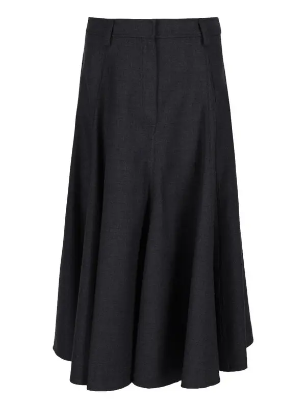 Brunello Cucinelli Gonna Midi In Lana - Gray