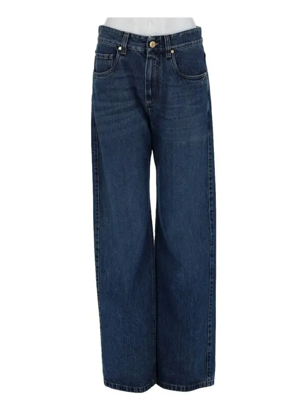 Brunello Cucinelli Pantalone Contemporary Loose In Denim Authentic Con Monile - Blue