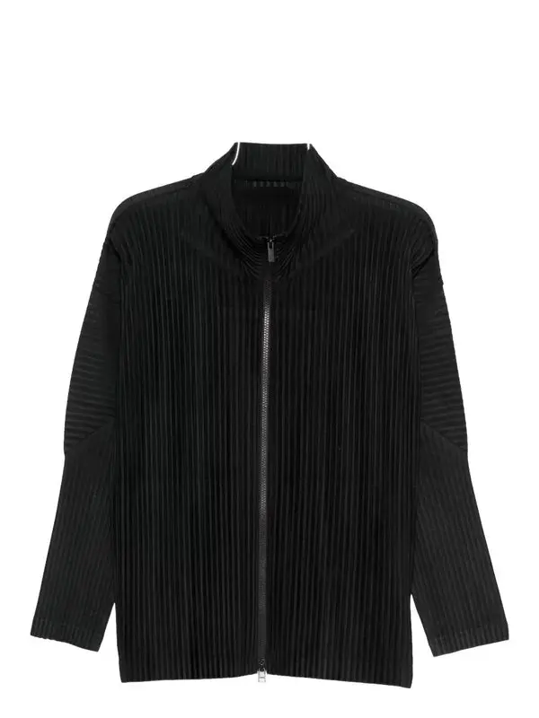 Issey Miyake Pleated Zip-up Jacket - Black