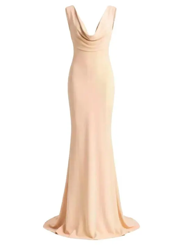 GEMY MAALOUF Cowl-neck Open-back Dress - Neutrals