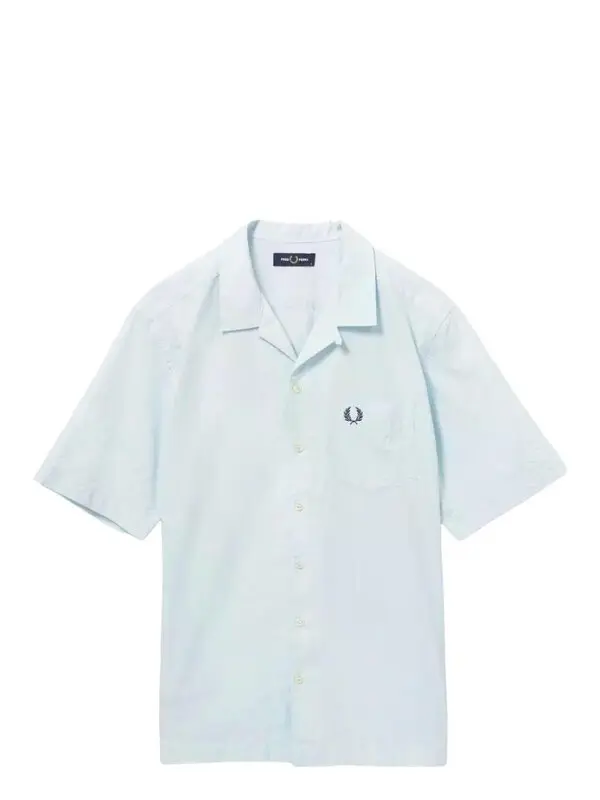 Fred Perry Seersucker Revere Collar Shirt - Blue