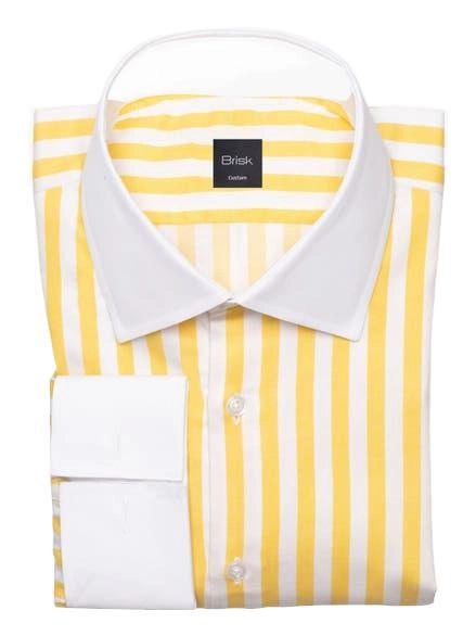 BRISK Bold Stripes Pima Cotton Shirt With High Cutaway Classic Collar - Yellow