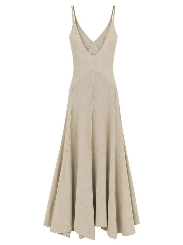 BELSIZE25 Neutrals Winter Ballet Dress – Cashmere Blend Backless Knit Dress - Grey