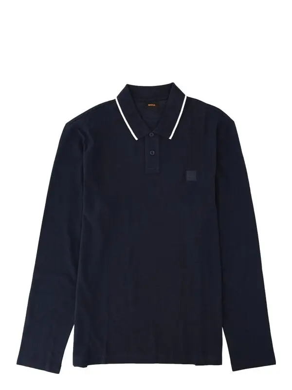 BOSS Polo A Manica Lunga Con Logo - Blue
