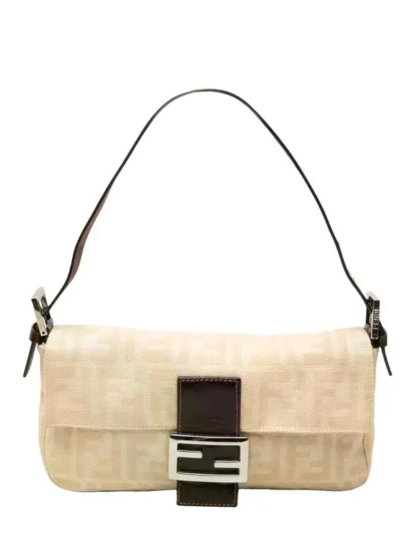 Fendi 20th Century Zucca Canvas Baguette Shoulder Bag - Neutrals