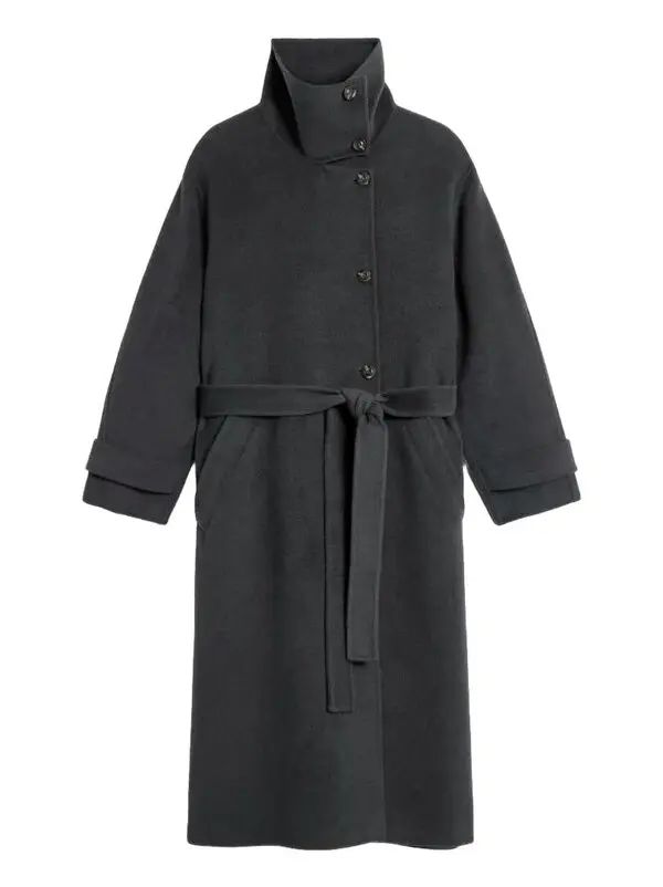 Soeur James Belted High-neck Coat - Grey