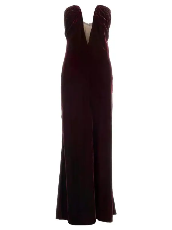 Giorgio Armani Strapless Velvet Gown - Red