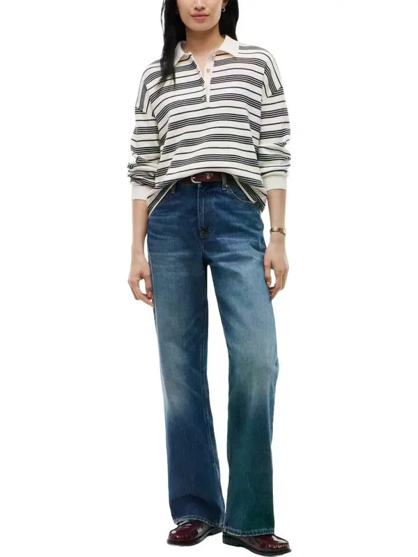 Tommy Hilfiger Striped Knitted Polo Shirt - Neutrals