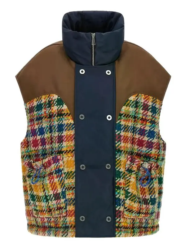 MARBELL Kate Tartan Tweed Vest - Brown