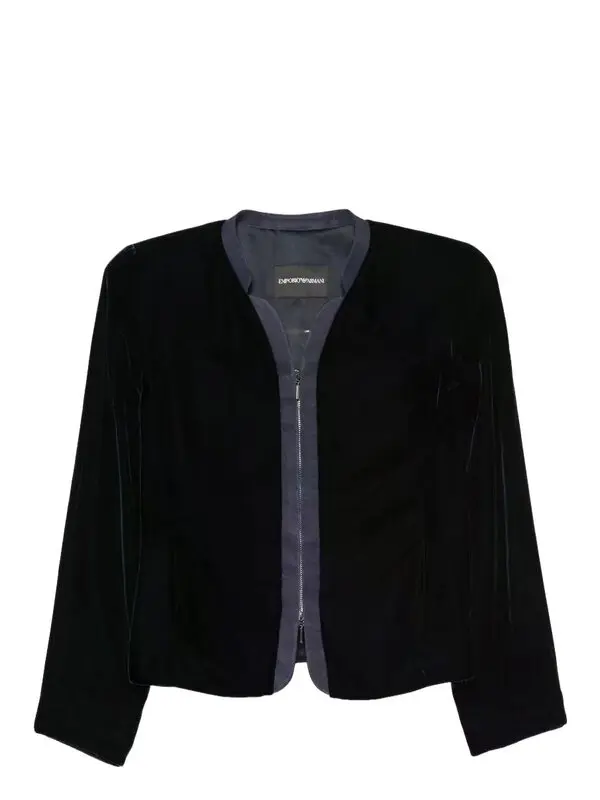 Emporio Armani Velvet Zip-up Jacket - Blue