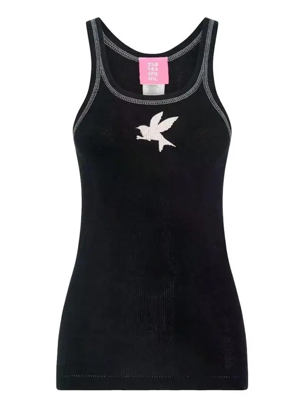 ONETEASPOON Jett Bird-patch Ribbed Vest - Black